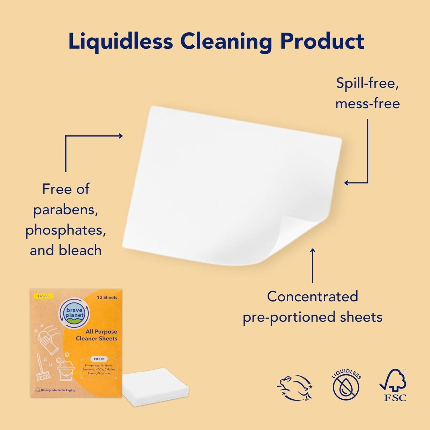 Brave Planet Eco-Friendly All-Purpose Cleaner Sheets | Paraben ...