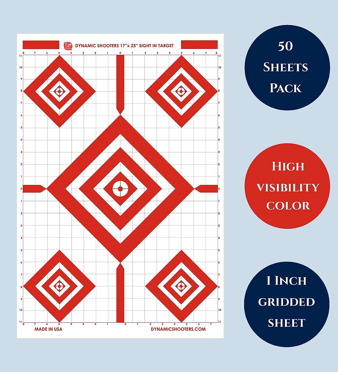Dynamic Shooters Sight Targets - 17x25 Inch - 50 Sheets - Made in USA ...