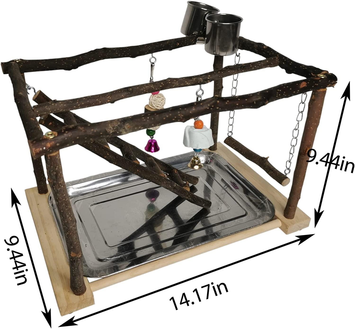 Tfwadmx Parrots Playstand with Feeding Cups, Perch Stand, and Toys ...