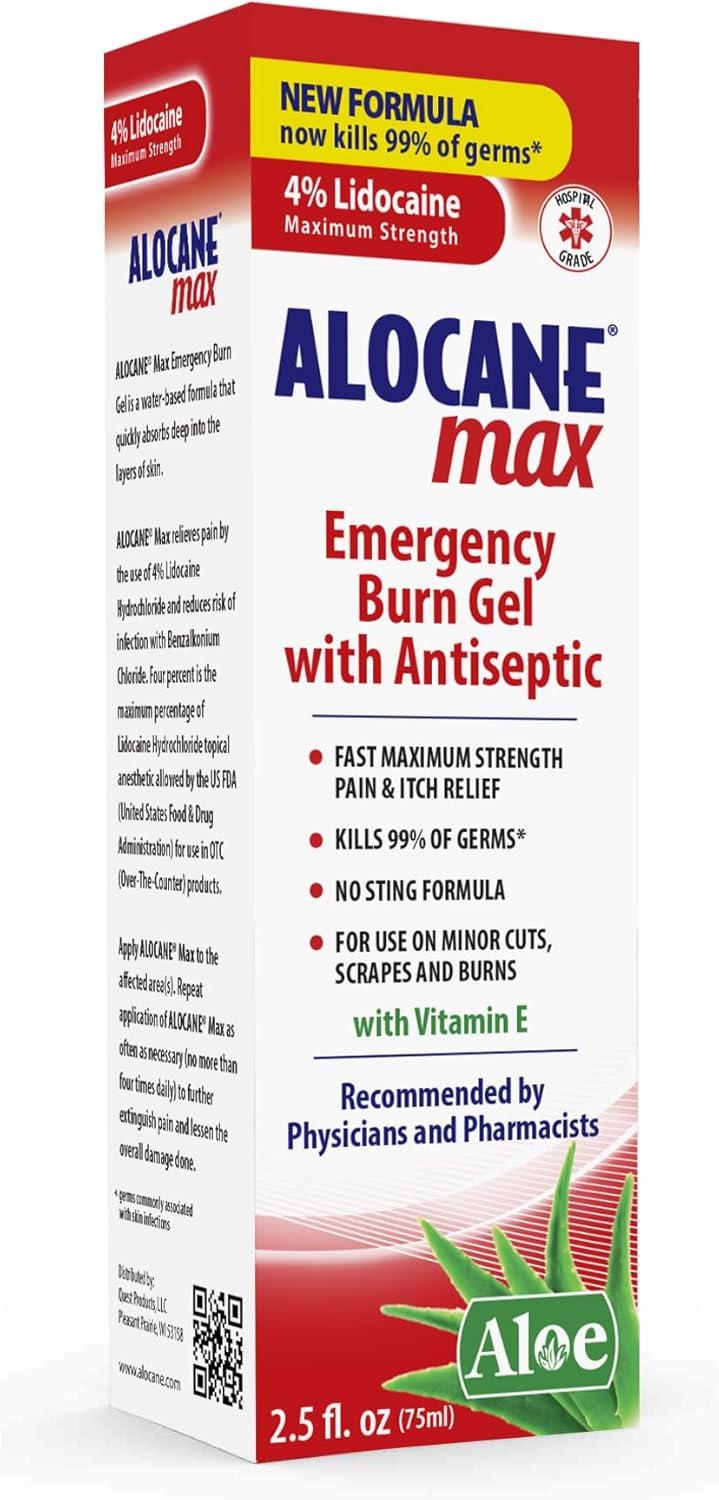 Alocane Emergency Burn Gel - 4% Lidocaine Maximum Strength for Fast ...