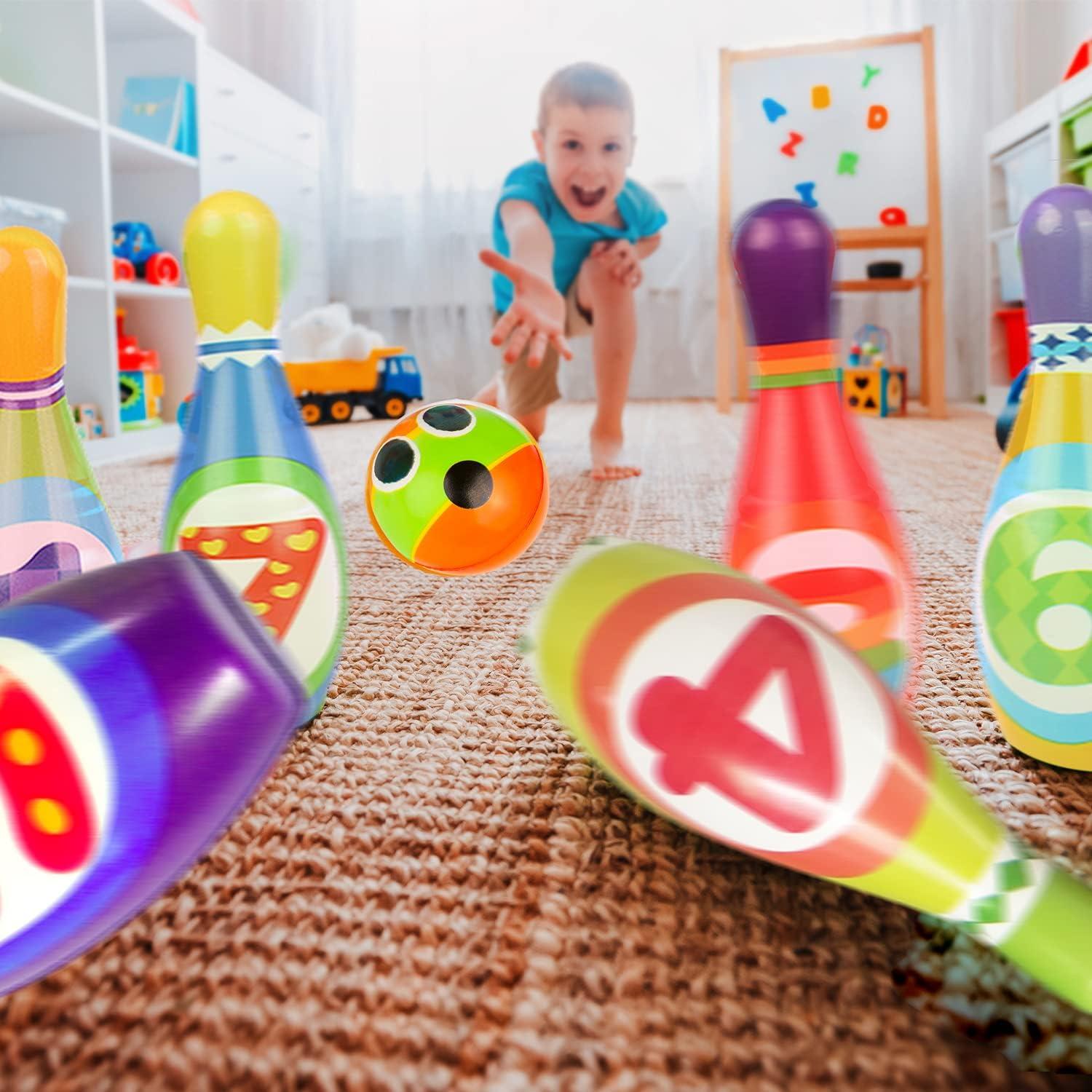 ToyVelt Kids Bowling Set - with 10 Bowling Pins & 2 Balls - Educational ...