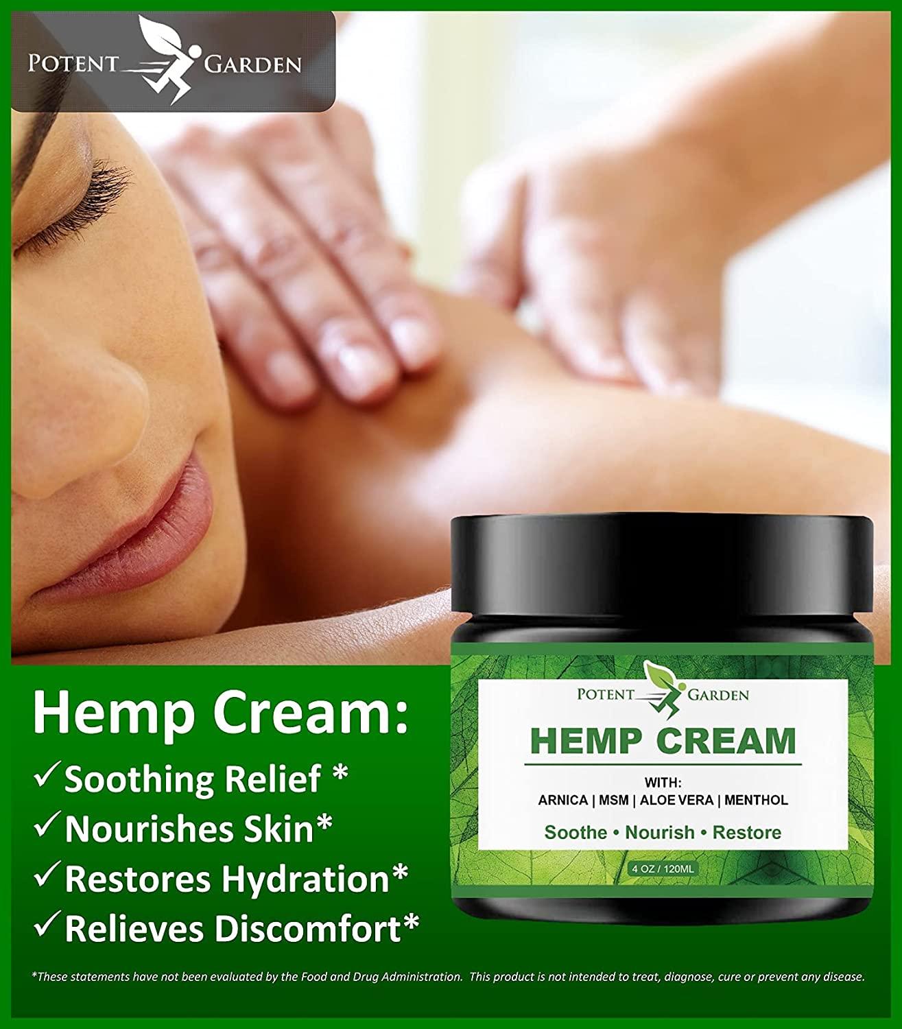 Potent Garden Hemp Cream Relief Soothing Knee Back Foot Muscle Cream - 4 OZ
