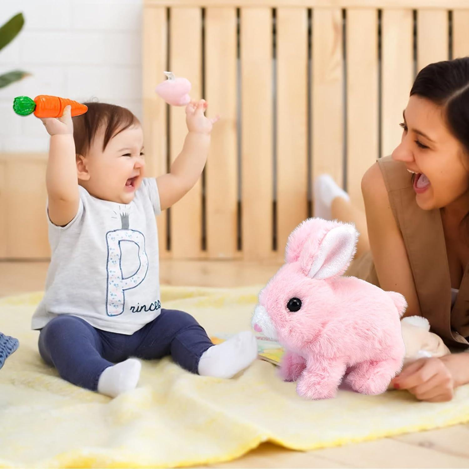 Woeau Rabbit Toy for Kids - Interactive Plush Bunny with Carrot, Sounds ...