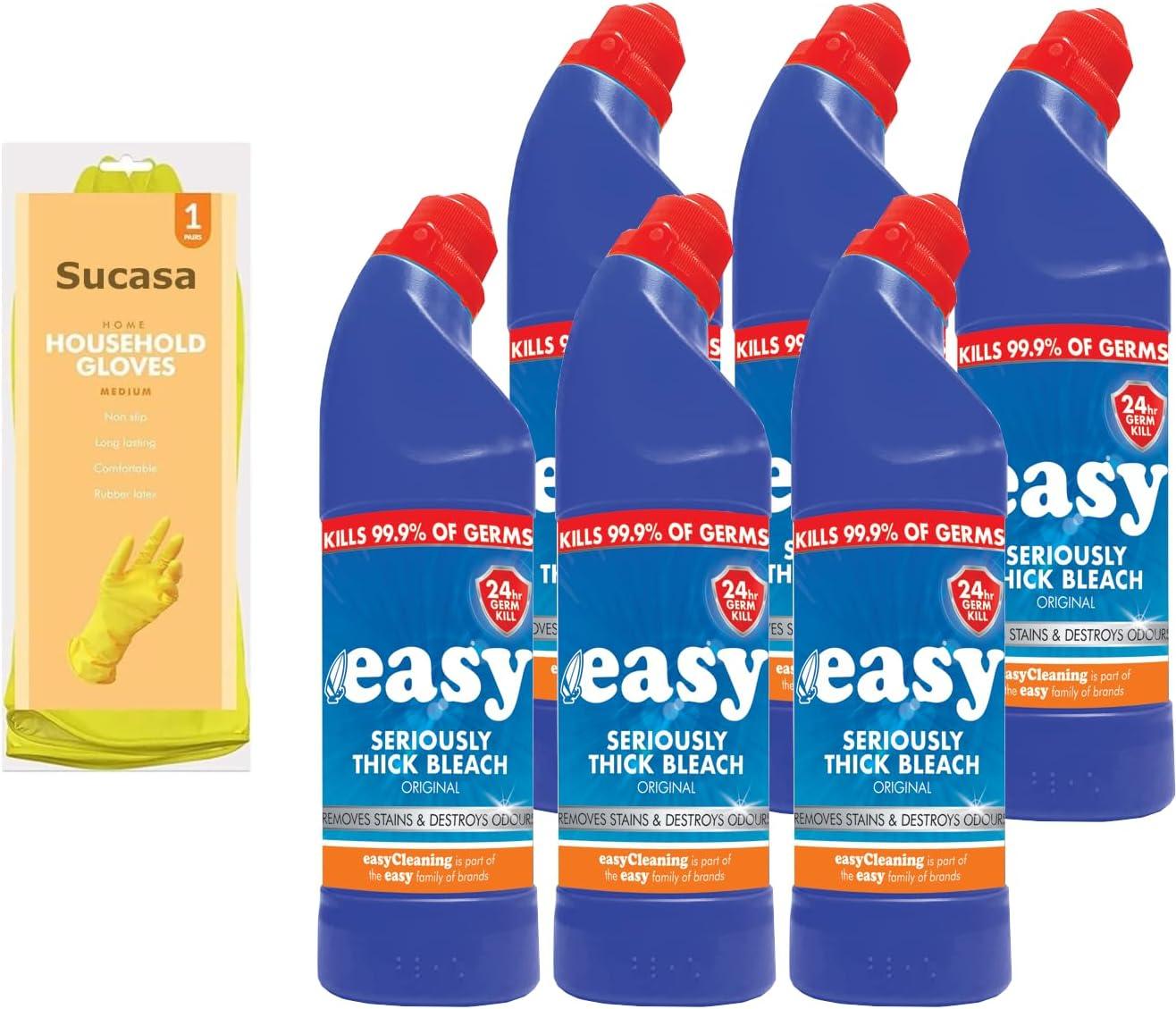Easy Thick Bleach 24-Hour Toilet Bleach Cleaner 6x750ml - Powerful ...