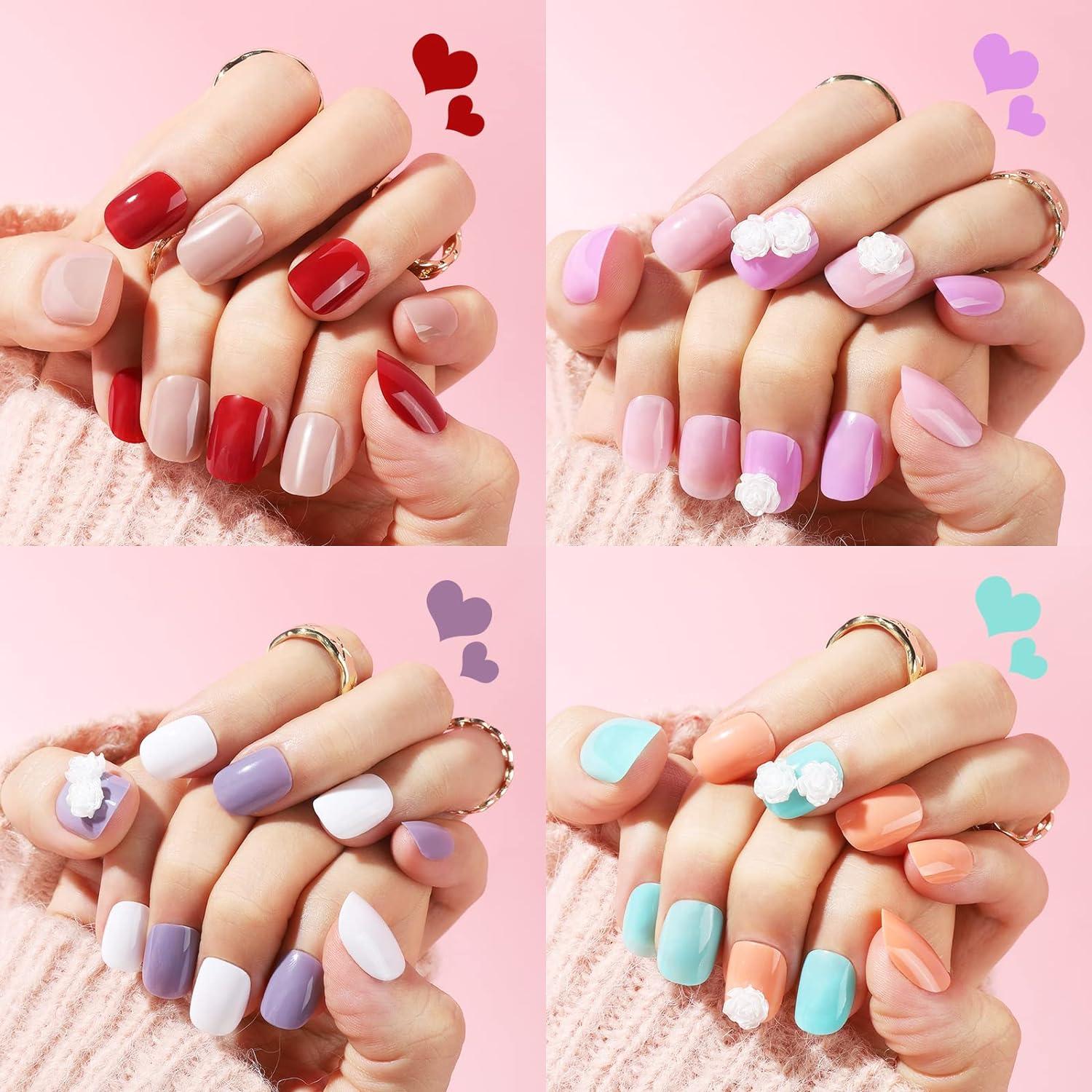 Glossy Short Press On Nails 12-Pack for Girls - Teenitor Short False ...