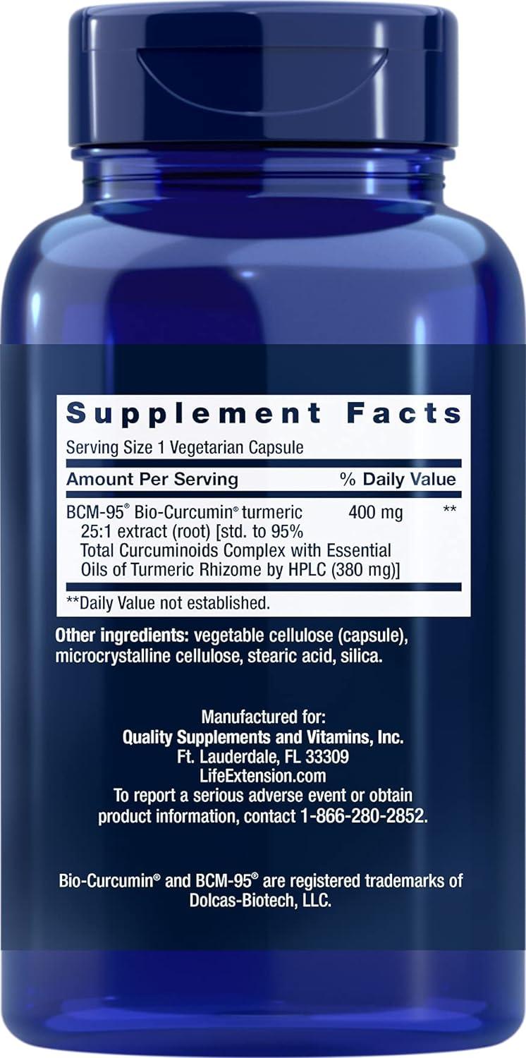 Life Extension Super Bio-Curcumin 400mg 60 Vcaps - Pack of 3 | Powerful ...