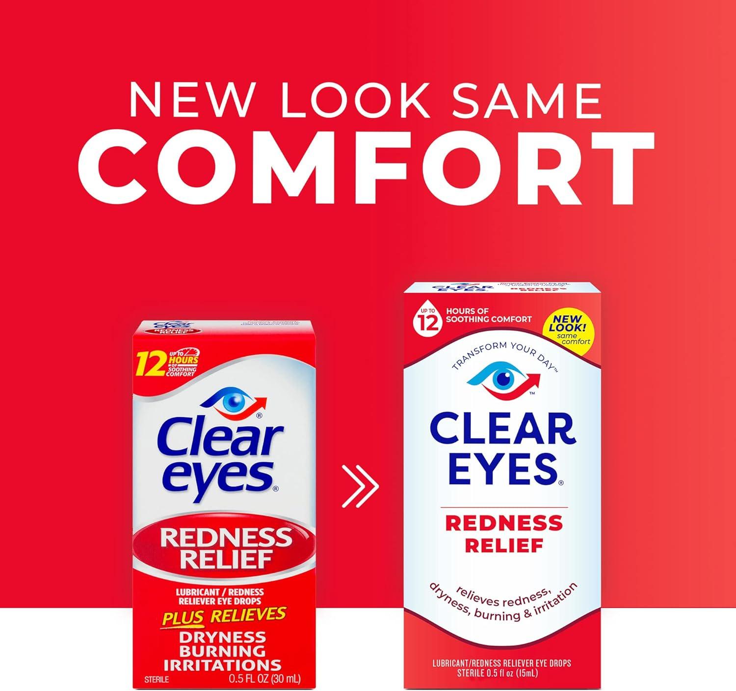 Clear Eyes Redness Relief Eye Drops - 1.0 Fl Oz & 2 Pocket Pals - Fast ...