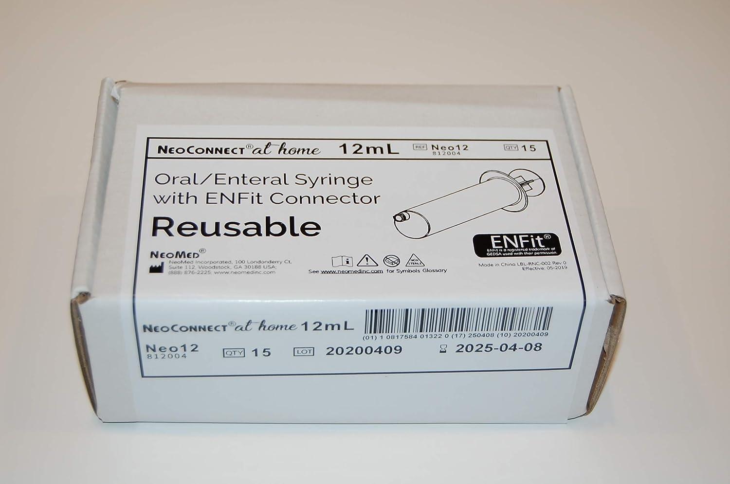 NeoMed at Home 12mL Bolus Reusable O-Ring Syringe with ENFit - Box of ... NeoMed at Home 12mL Bolus Reusable O-Ring Syringe with ENFit - Box of ...