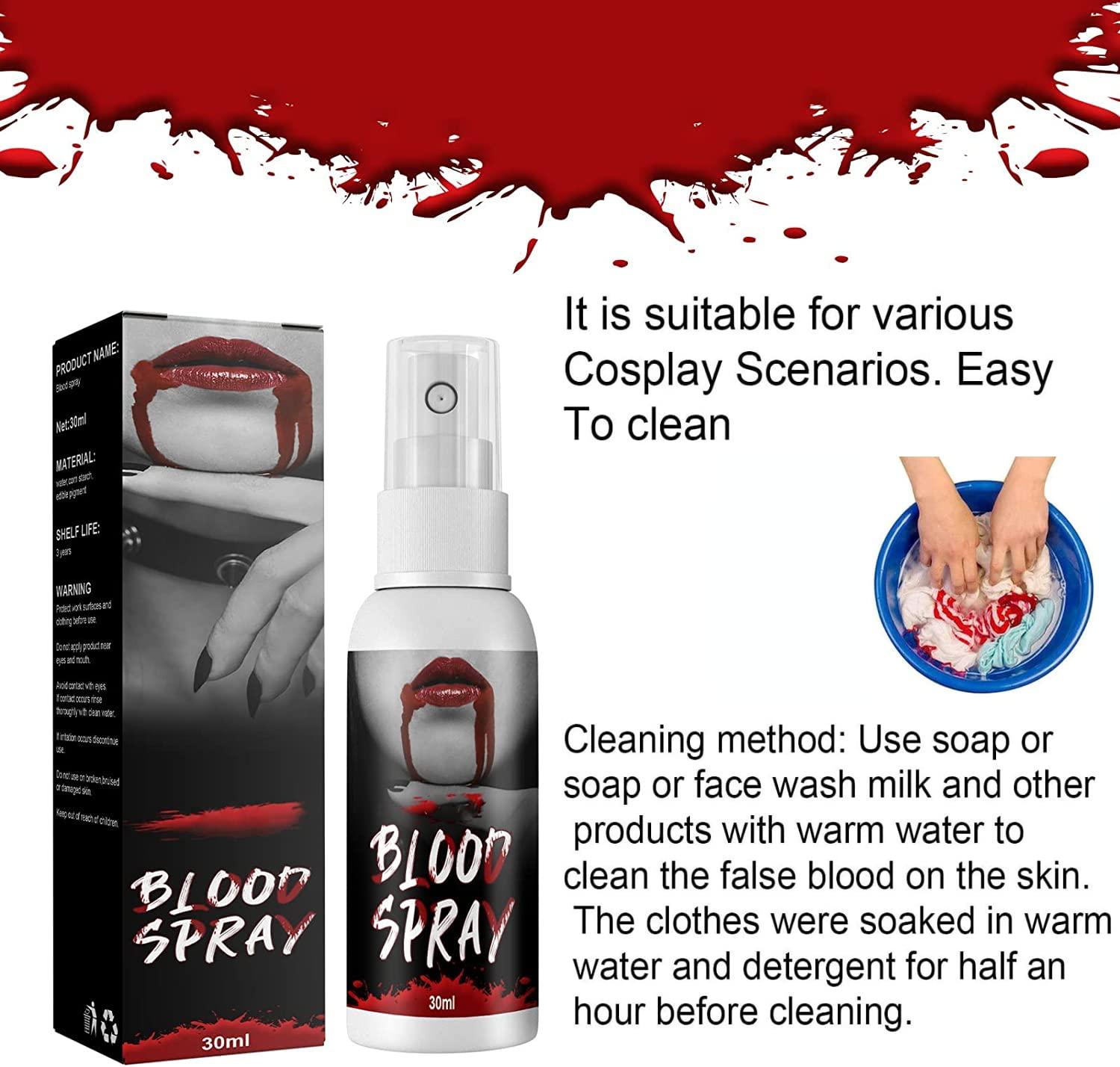 2 PCS Fake Blood Spray Halloween Washable Fake Blood Makeup for Clothes ...