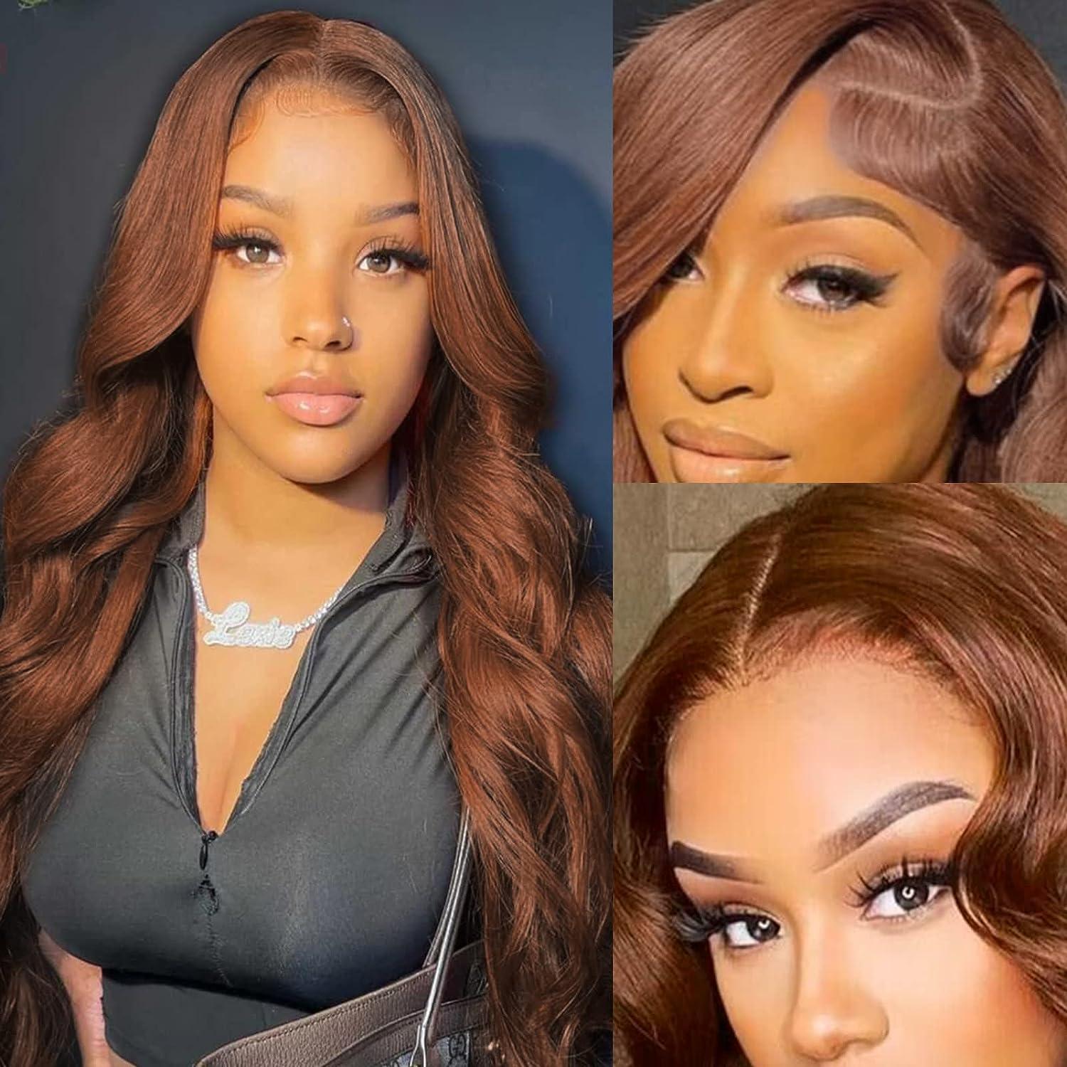 Miss Alle Chocolate Brown 20 Body Wave Lace Front Wig - 150% Density ...