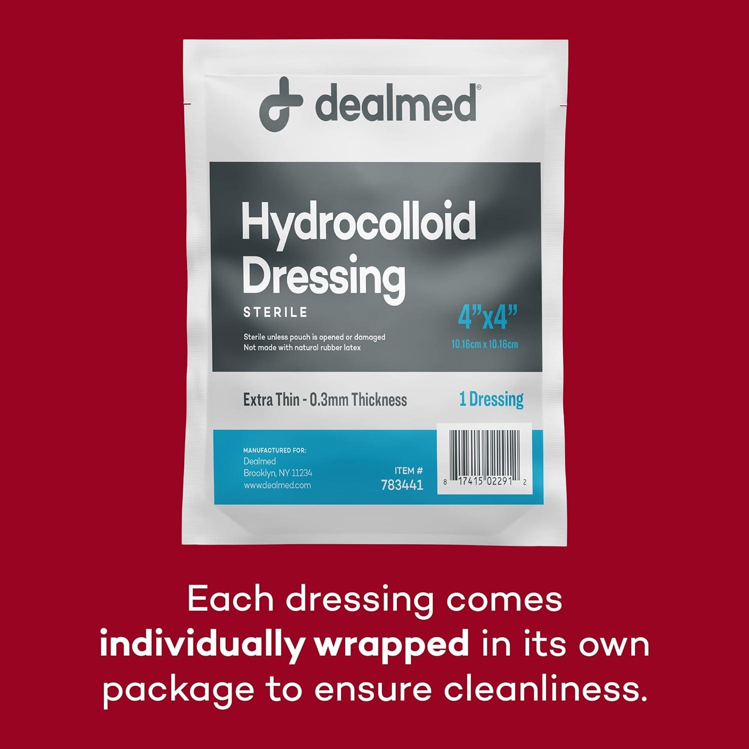 Dealmed Hydrocolloid Dressings 4 x 4 Extra Thin Bandages - Wound Care ...