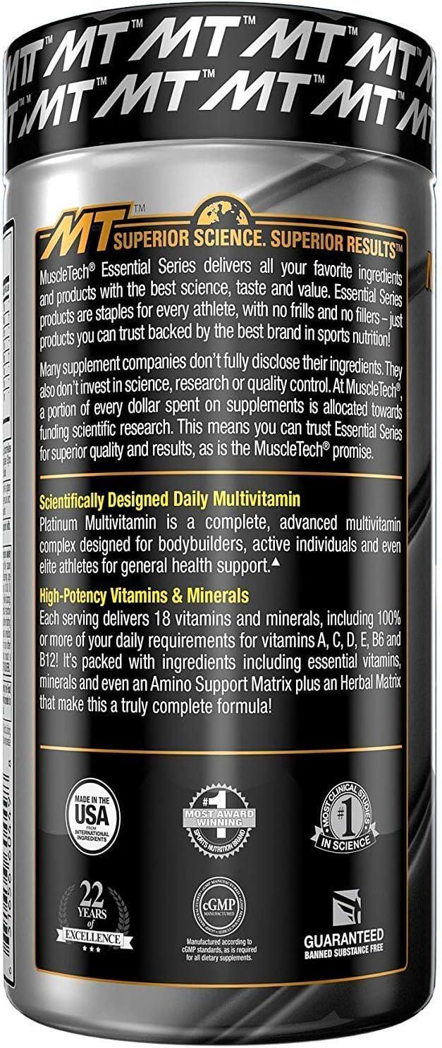 MuscleTech Platinum Multi Vitamin 90 Count (2 Pack) - Essential Daily ...