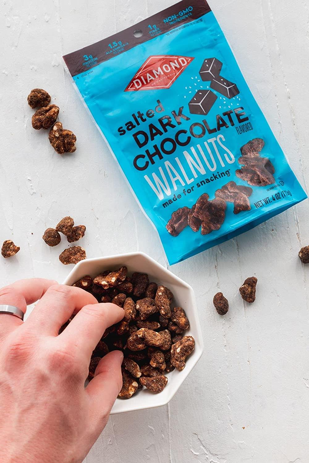 Diamond of California Salted Dark Chocolate Walnuts 4 oz - Gourmet Nut ...