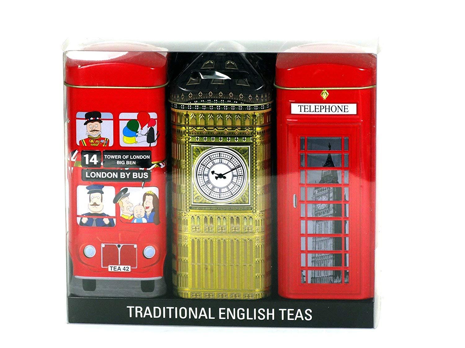 New English Teas English Icons 3x Tea Tin Gift Pack - 42 Traditional ...