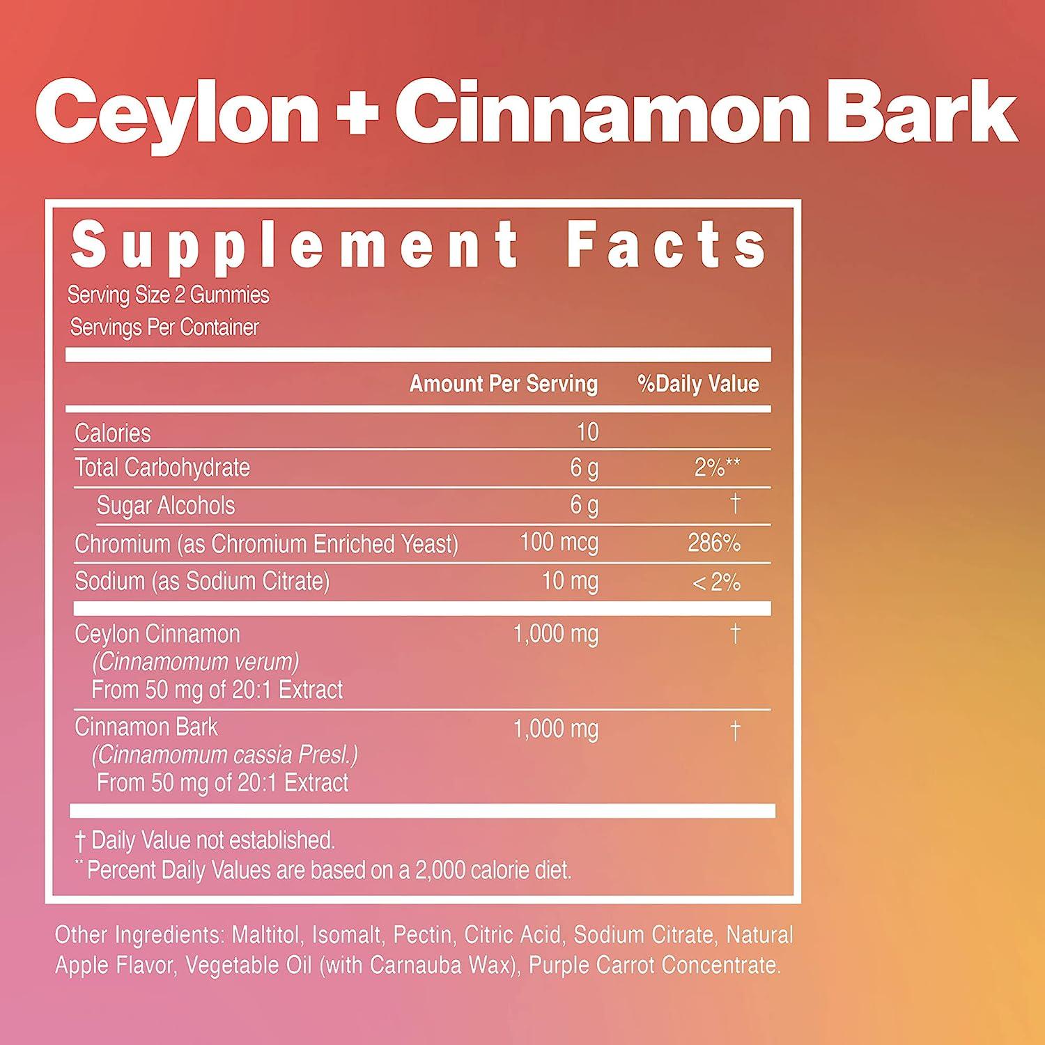 Ceylon Cinnamon Gummies - Sugar-Free with Chromium - 2000mg Cinnamon ...