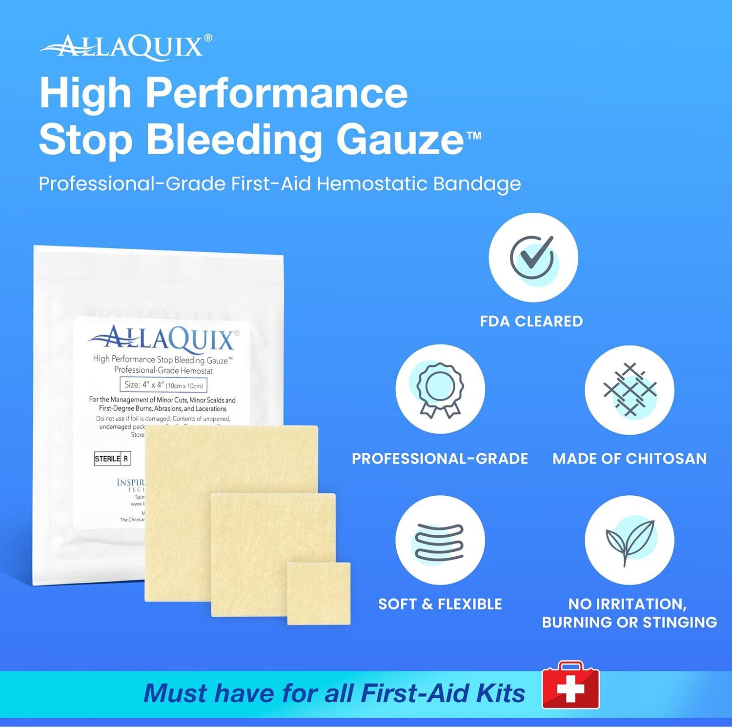 AllaQuix Large Stop Bleeding Pad - Professional Hemostatic Gauze for ...