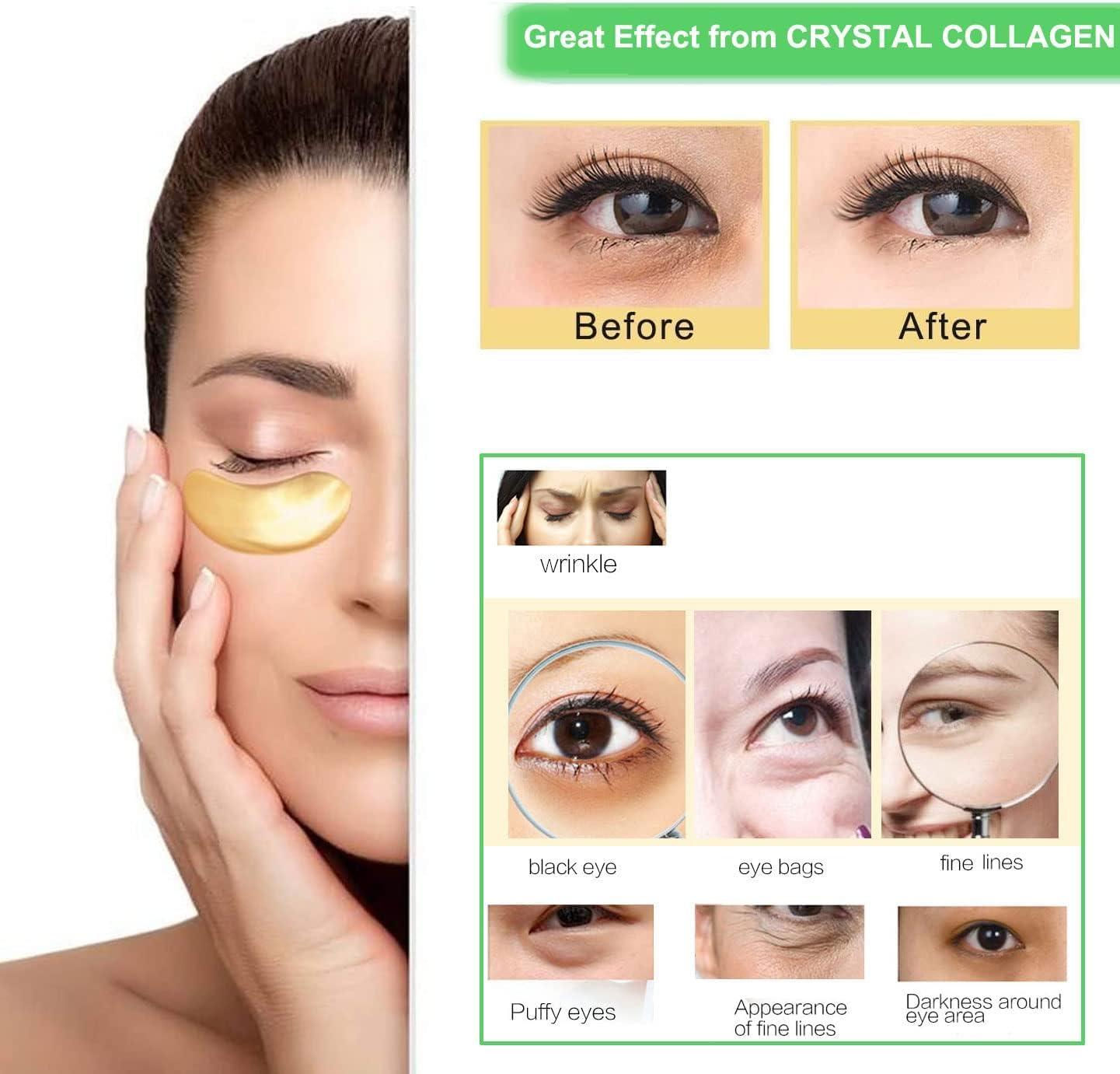 10 Pairs Crystal Collagen 24K Gold Under Eye Gel Pads - Anti-Aging ...
