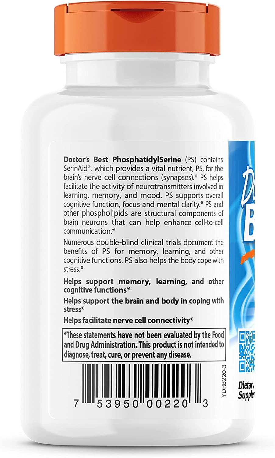 Doctor's Best Phosphatidylserine with SerinAid 100mg - 60 Softgels ...