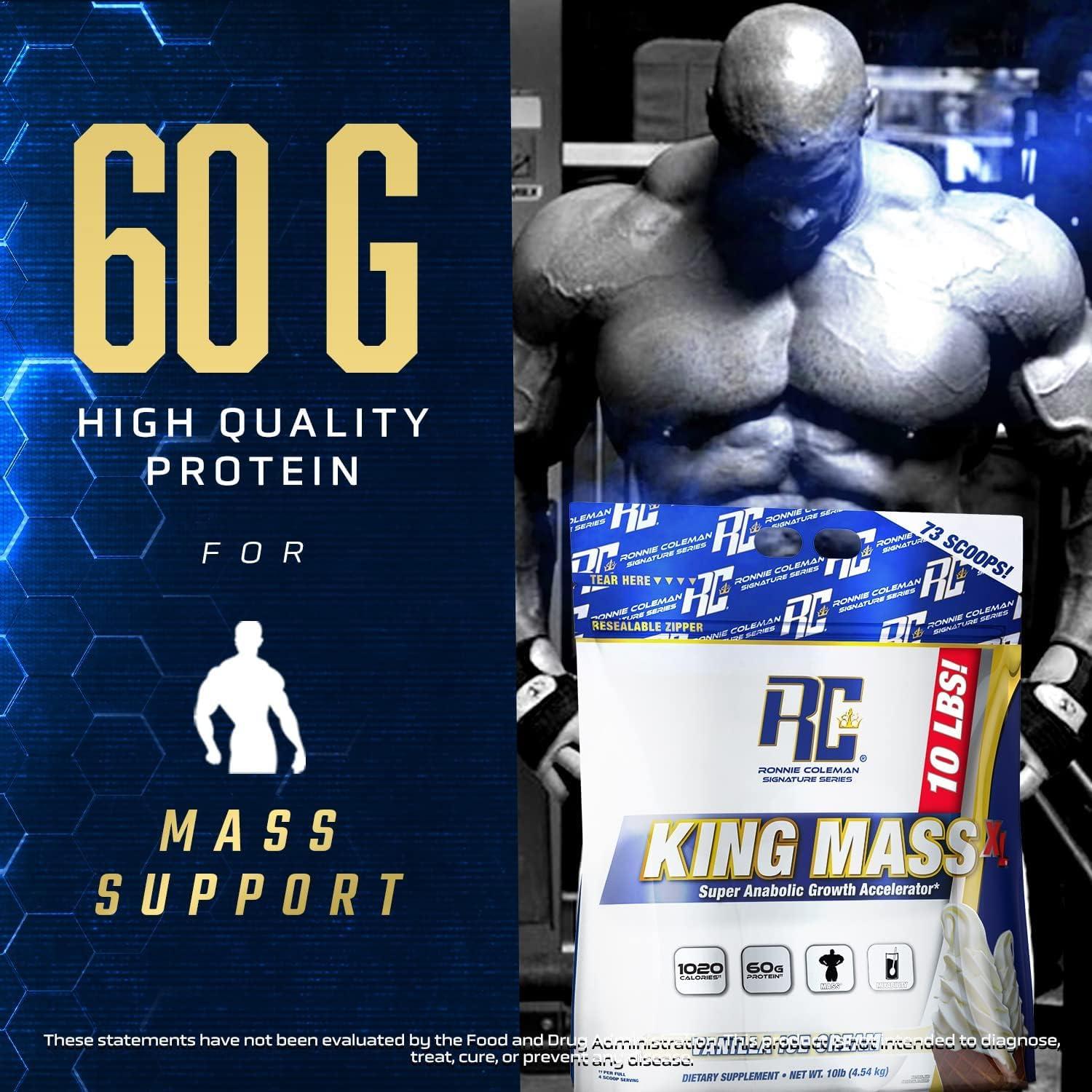 Ronnie Coleman King Mass XL Mass Gainer Protein Powder - 10lb - 60g ...