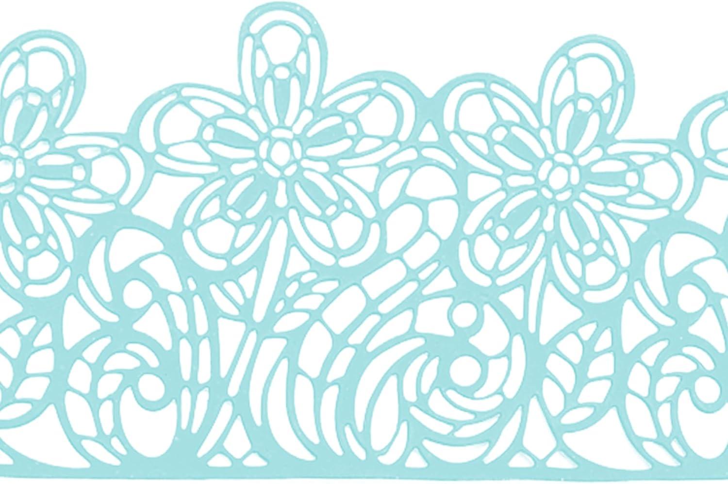 Ready to Use Edible Cake Lace Effect Border Ribbon Flower Trim Blue 14 ...