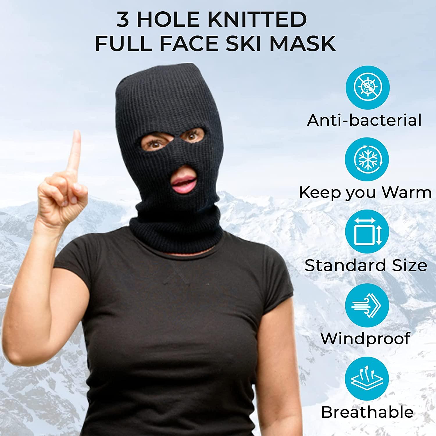 3 Hole Knitted Full Face Ski Mask Balaclava in Hot Pink - Winter ...
