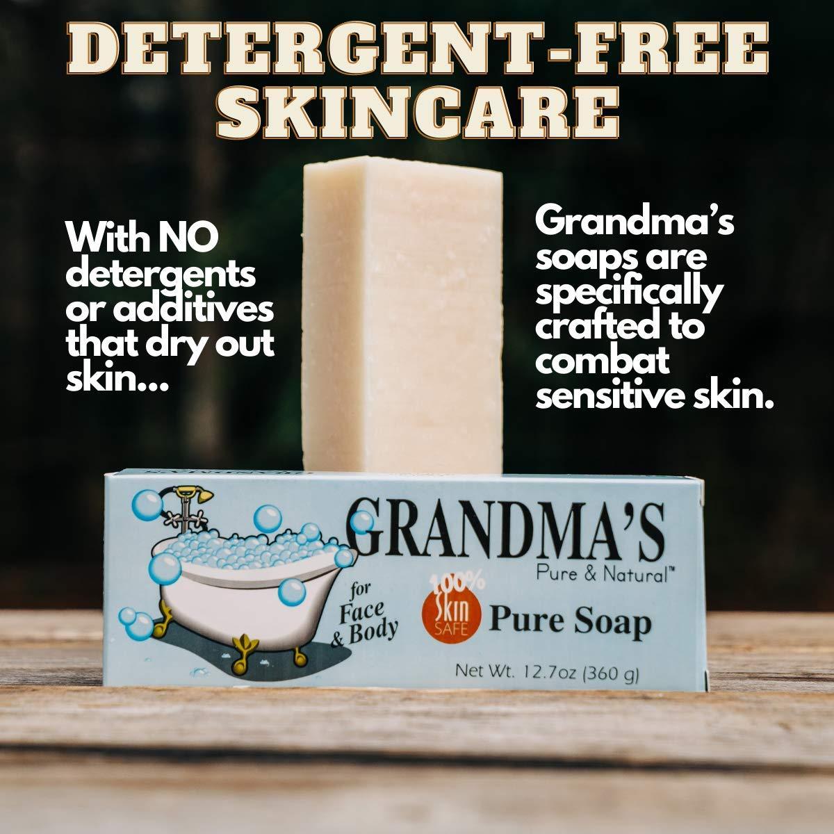Grandma's Pure Lye Soap Bar - Large 12.7 oz Unscented Face & Body ...