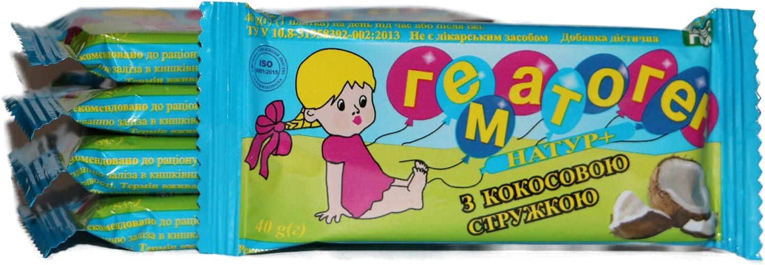 Hematogen 40g (1.4 Oz) 5 Bars - Chocolate with Coconut Crumbs x5 pcs ...