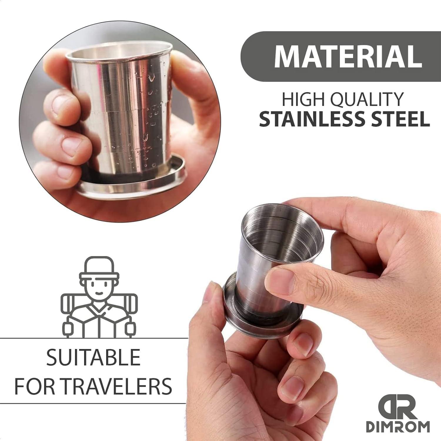 Camping Collapsible Metal Shot Glass Keychain - Portable Telescoping ...
