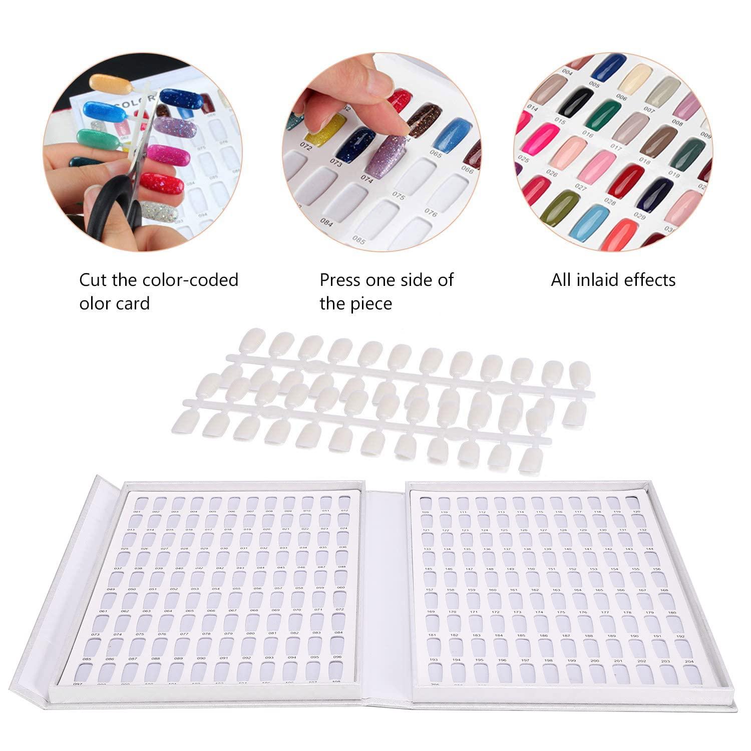 216 Colors Nail Display Chart - Professional Nail Color Swatches Book ...