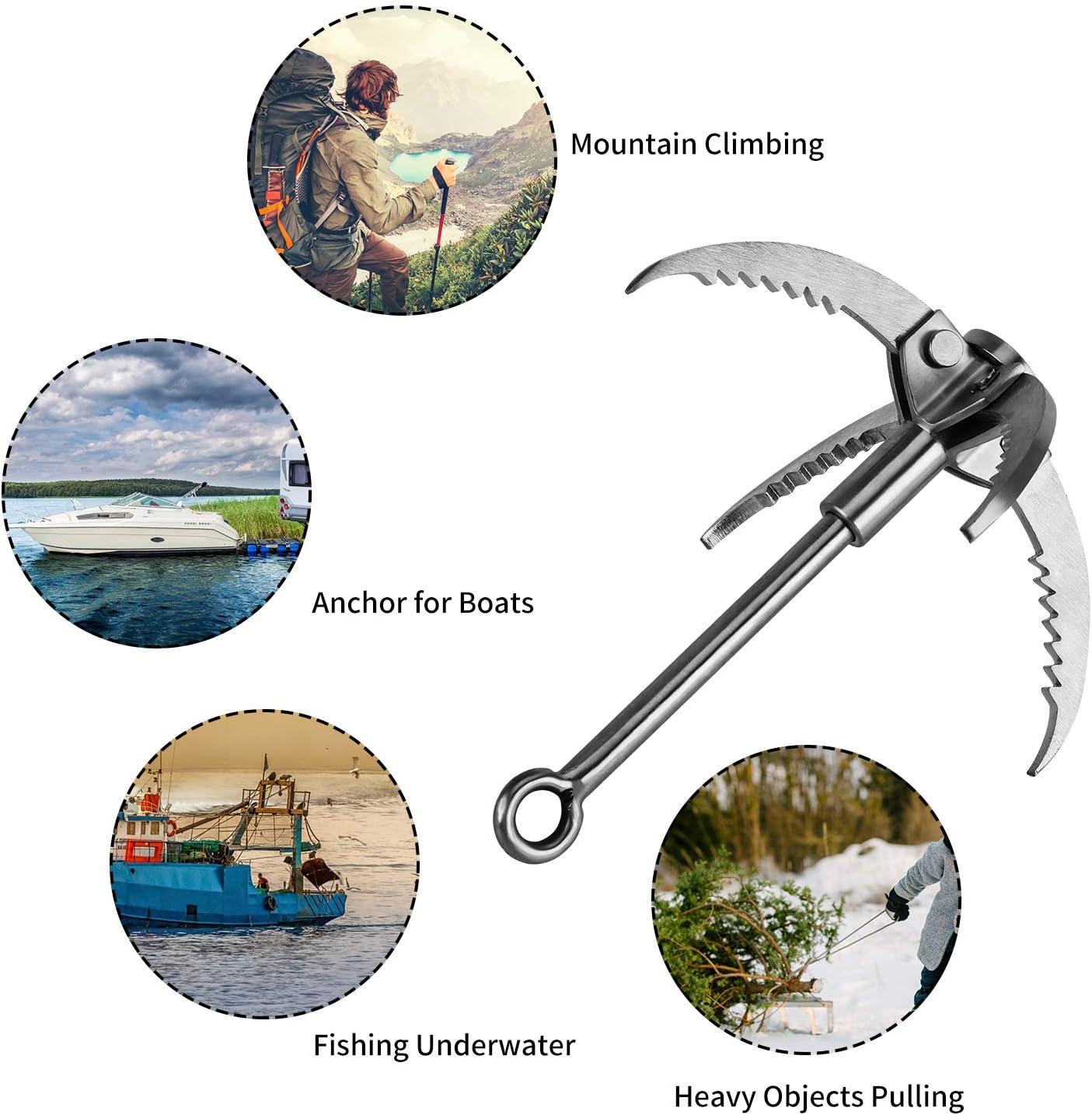 Ant Mag Grappling Hook Stainless Steel 4-Claw Carabiner for Fishing ...