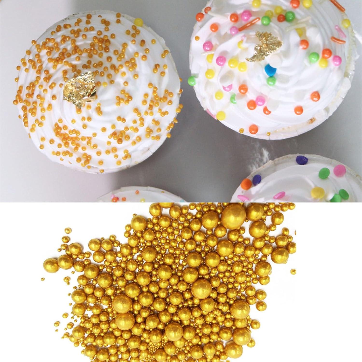 Select Edible Pearls Baked With Love | 130g | Gold Sugar Cake Sprinkles ...