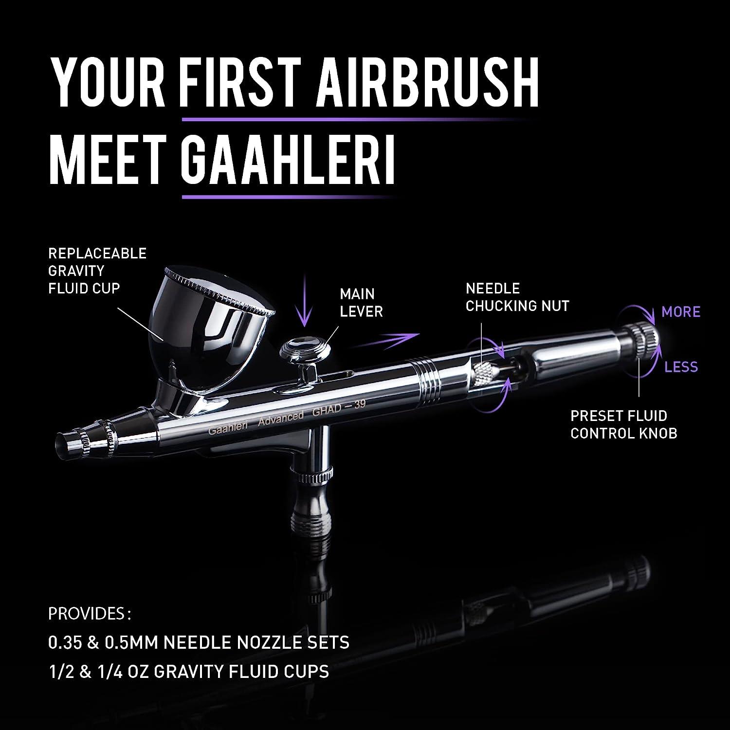 Gaahleri Airbrush Kit | Dual-Action Gravity Airbrush Gun with 1/2 & 1/4 ...