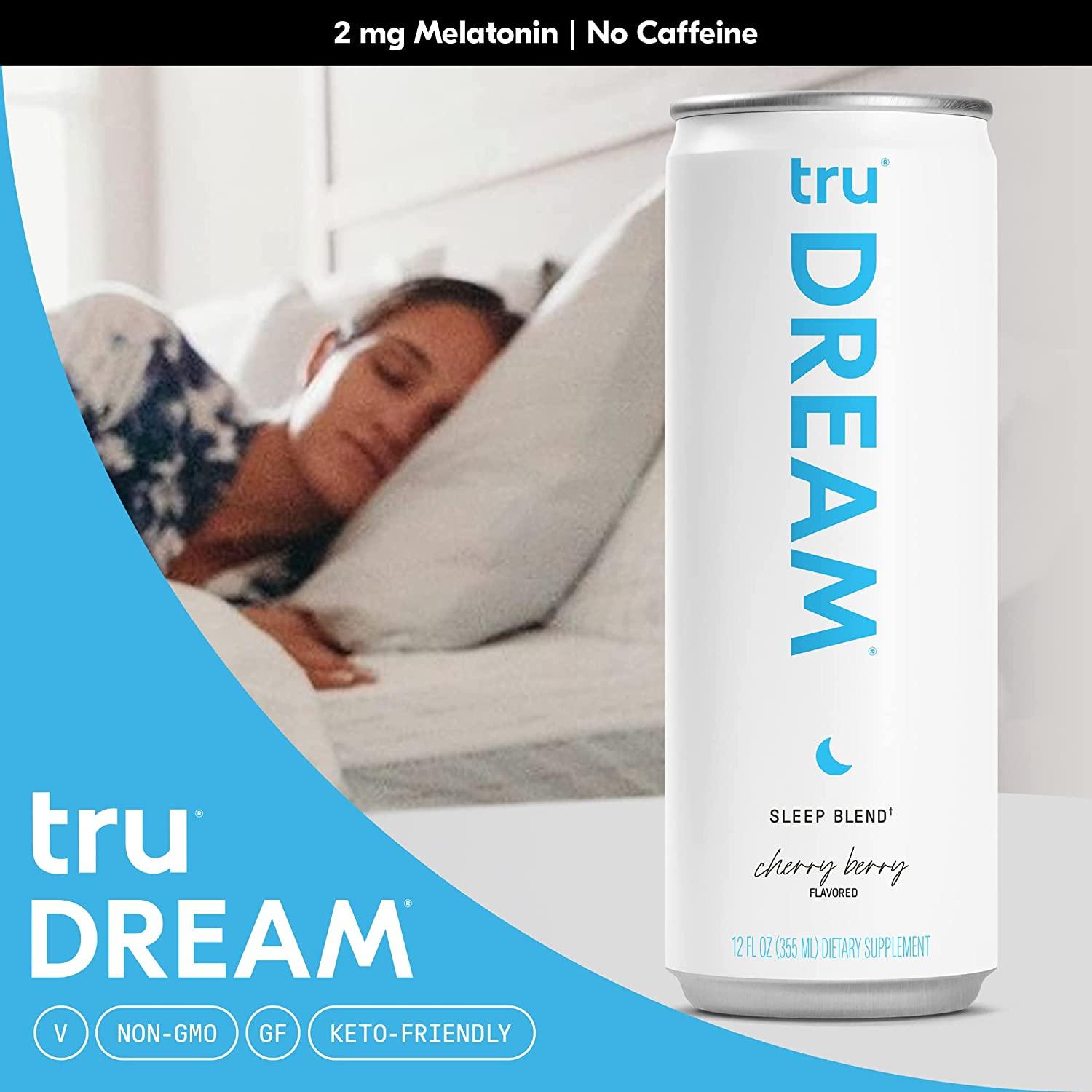Tru Dream Sparkling Water Sleep Blend Calm Drink with Melatonin, GABA ...