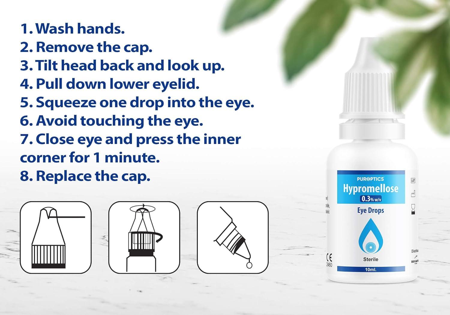 Puroptics Hypromellose 0.3% Eye Drops - Lubricating Relief for Dry ...