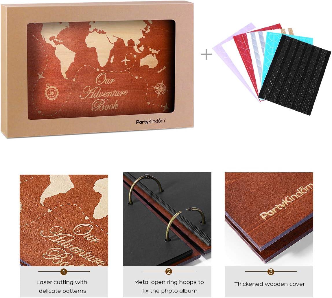 PartyKindom Wooden Adventure Scrapbook Album - Perfect Anniversary or ...