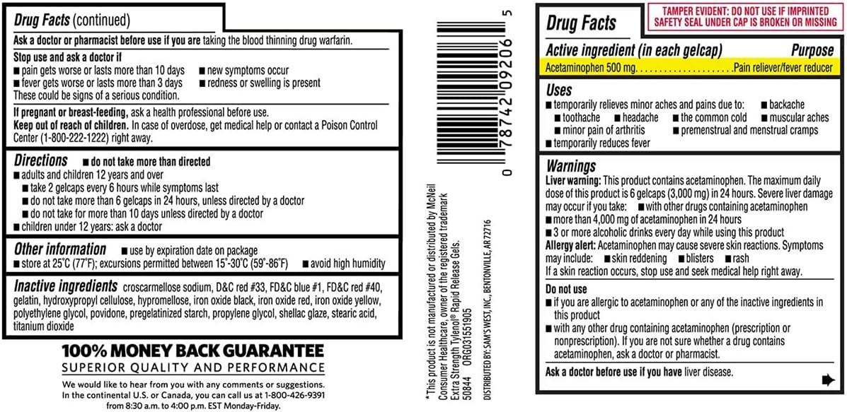 Sam's West compatible with Member's Mark Acetaminophen Pain Reliever ...