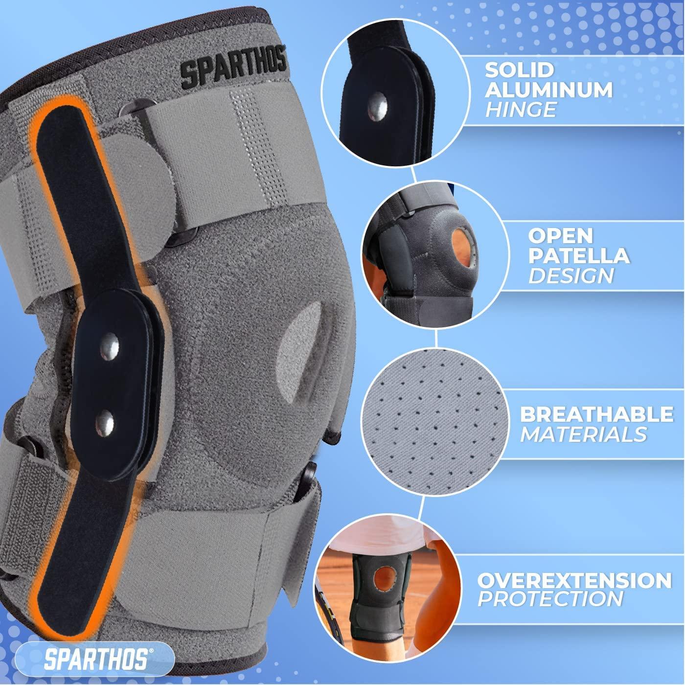 Sparthos Hinged Knee Brace - ACL, MCL, Meniscus Tear Relief - Open ...