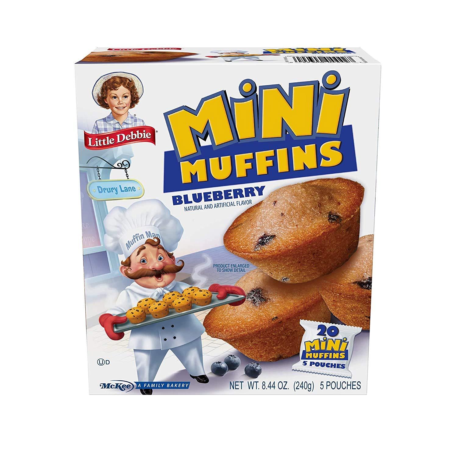 Little Debbie Blueberry Mini Muffins - 20 Travel Pouches of Bite Size ...