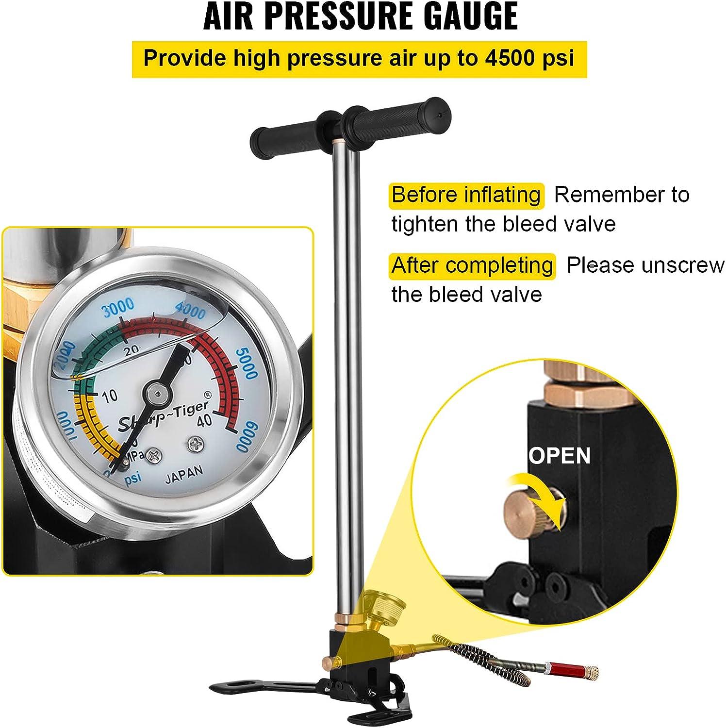 BestEquip Airgun PCP Pump 4500PSI High Pressure Hand Pump 3 Stage Pump ...