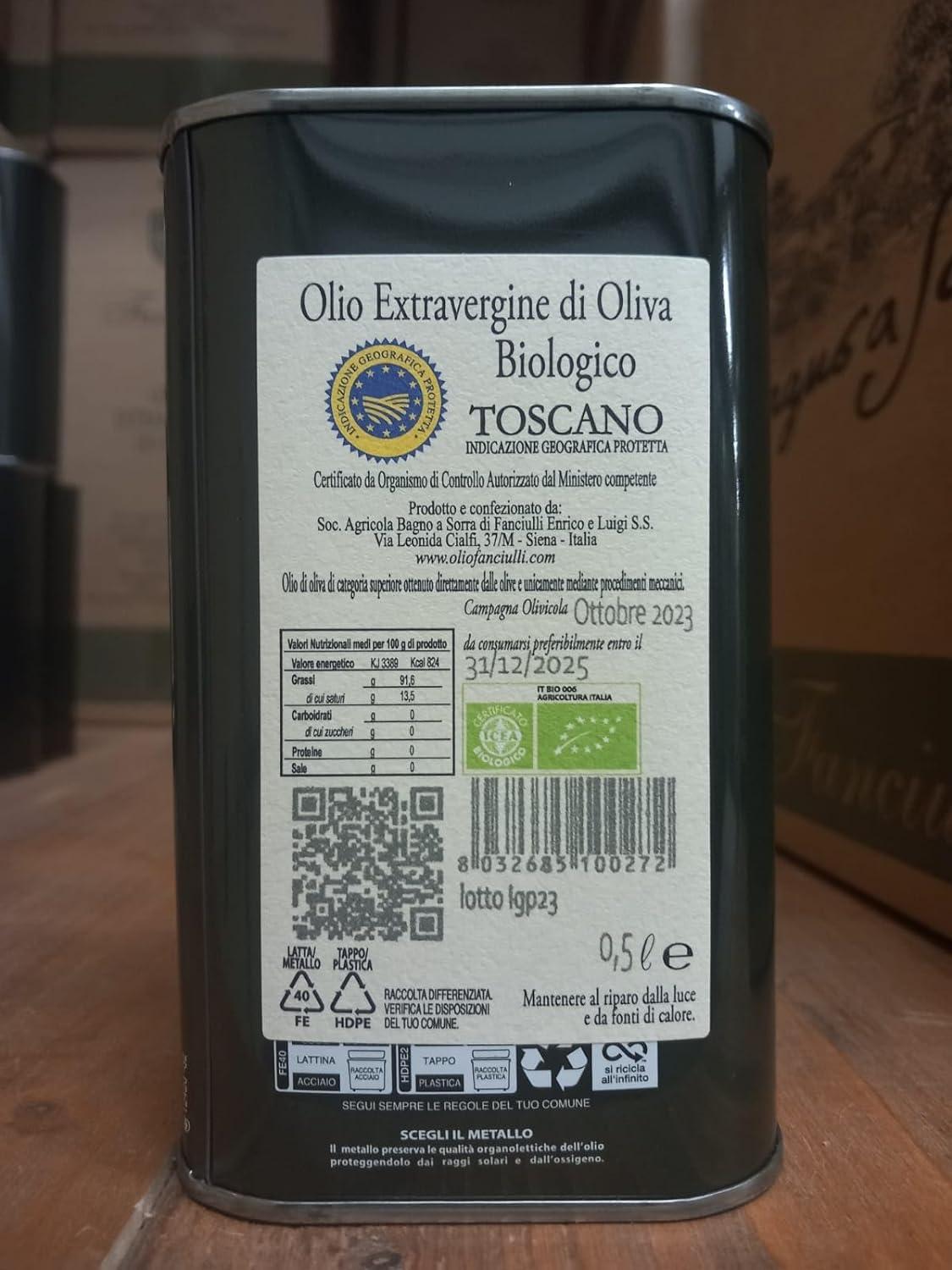 Oil Fanciulli-PGI Toscano-olive oil campaign 2023/2024-0.5L can | Buy ...