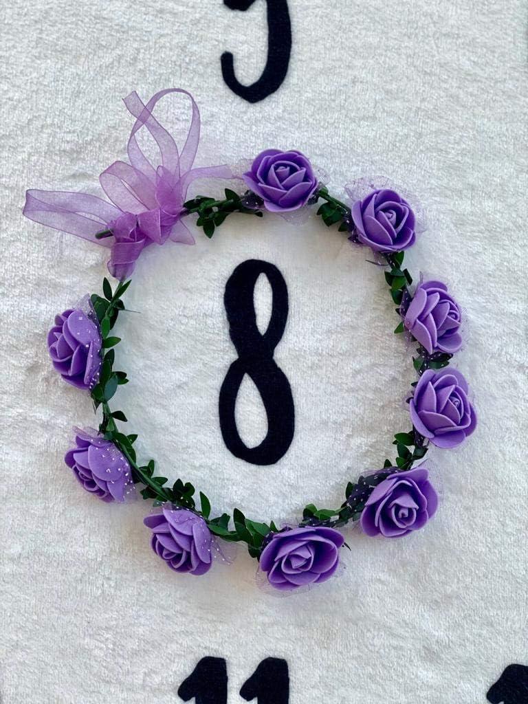 Baby Monthly Milestone Blanket with Floral Wreath & Headband | 1-12 ...