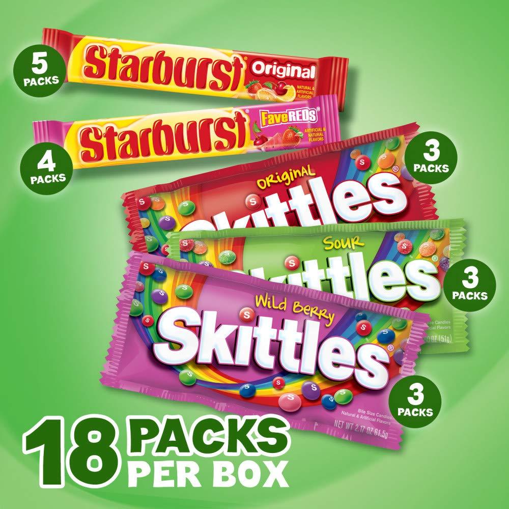 Skittles & Starburst Full Size Variety Mix 18-Count Box - 37.05 oz ...