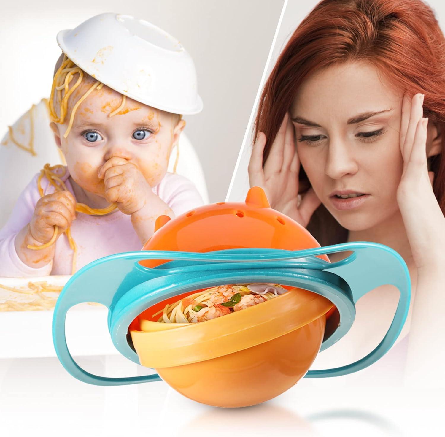 Baby Universal Gyro Bowl - Non-Spill Rotating 360 Degrees Magic Bowl ...
