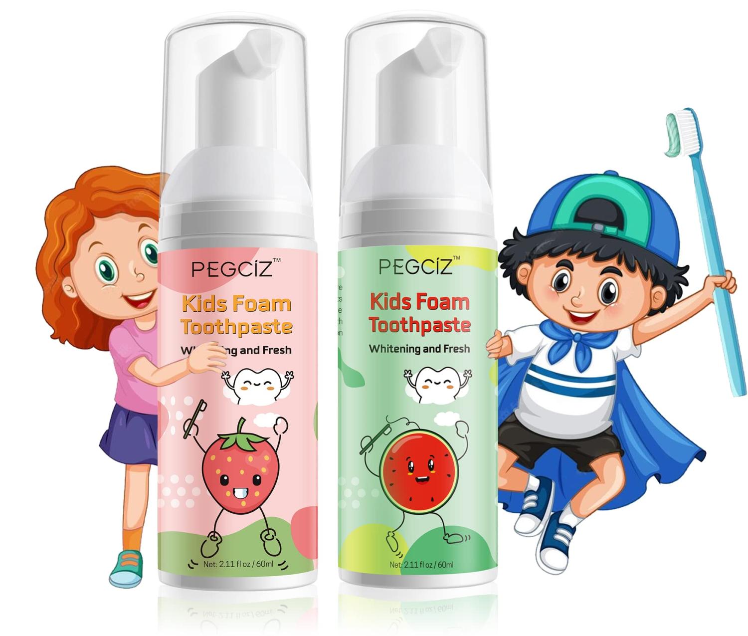 Kids Foaming Toothpaste with Low Fluoride | U-Shaped Toothbrush ...