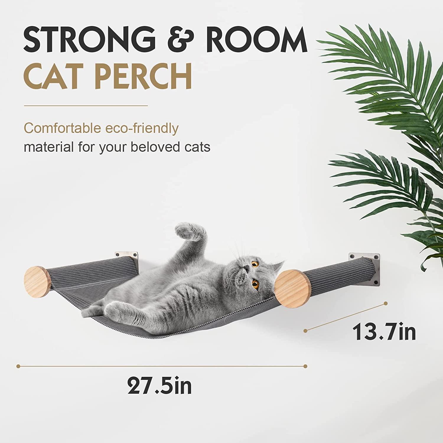 LSAIFATER Cat Hammock Wall Mounted Large Cat Perch with 2 Steps ...