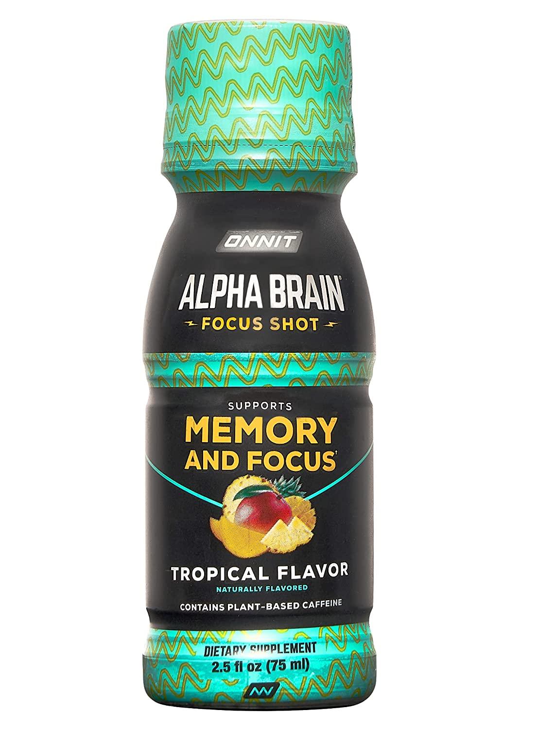 Onnit Alpha BRAIN Focus Energy Shot Supplement - Tropical Fruit, 2.5 fl ...