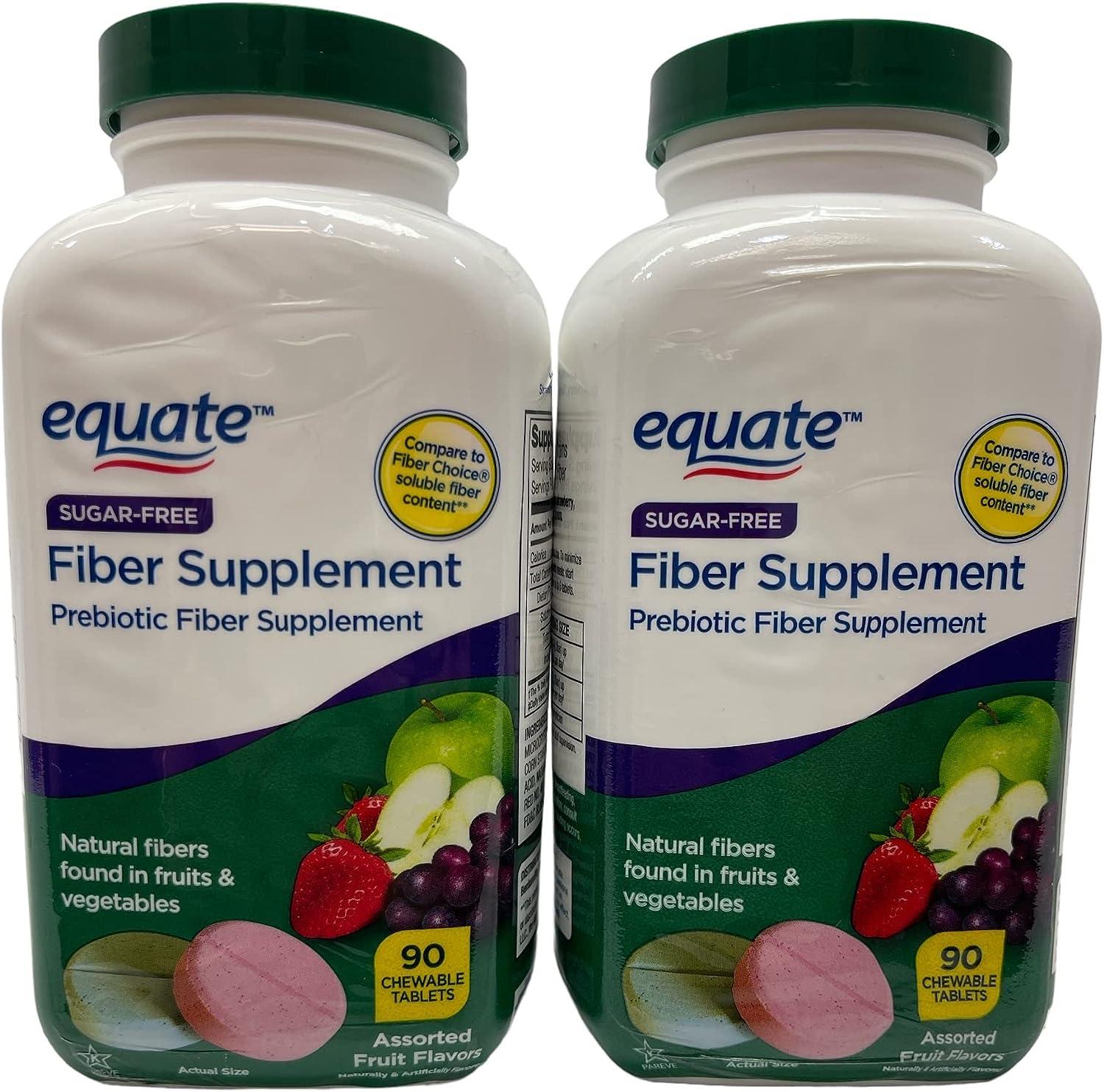 Equate Sugar Free Prebiotic Fiber Supplement Chewable Tablets Bundle ...