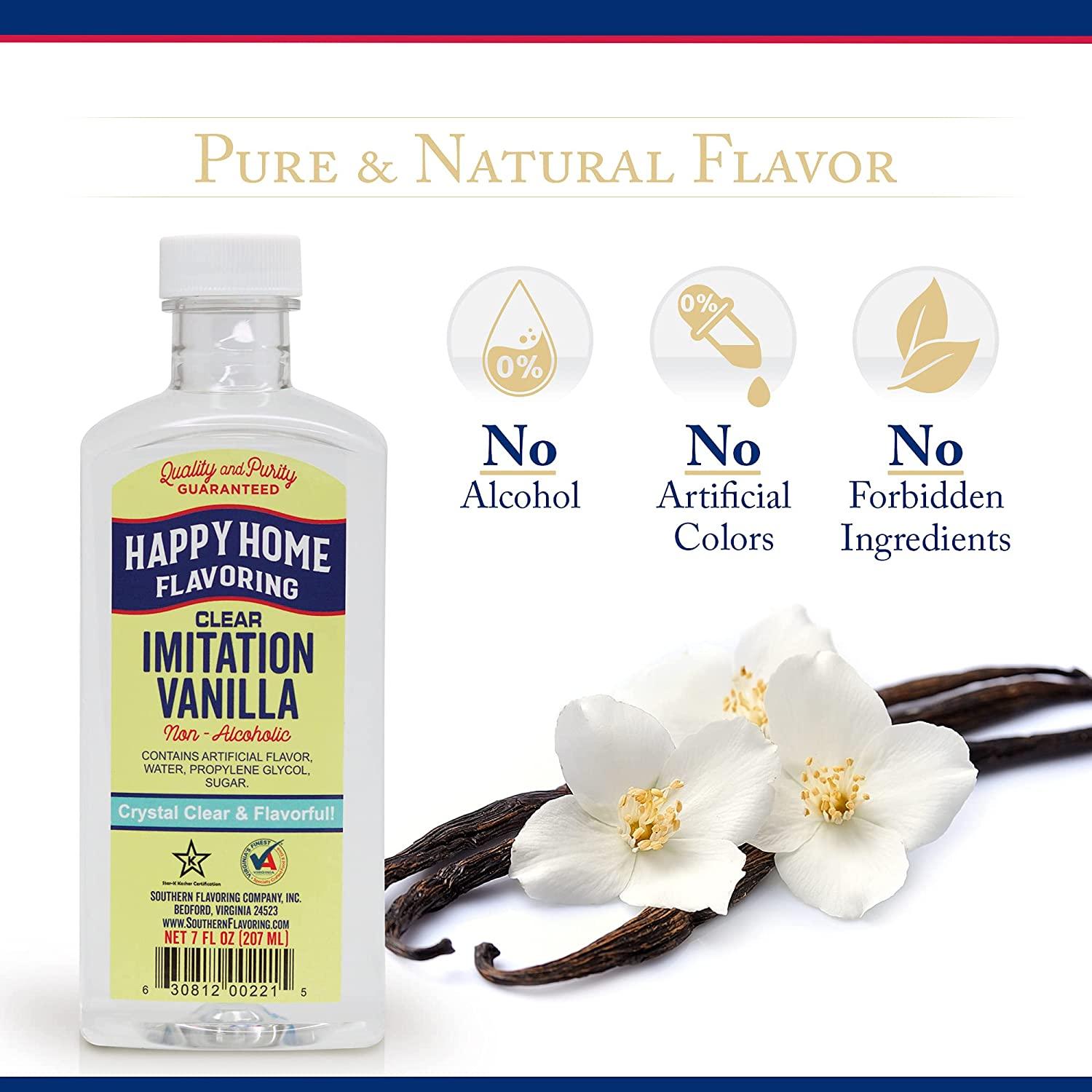 Happy Home Clear Non-Alcoholic Imitation Vanilla Flavoring - Certified ...