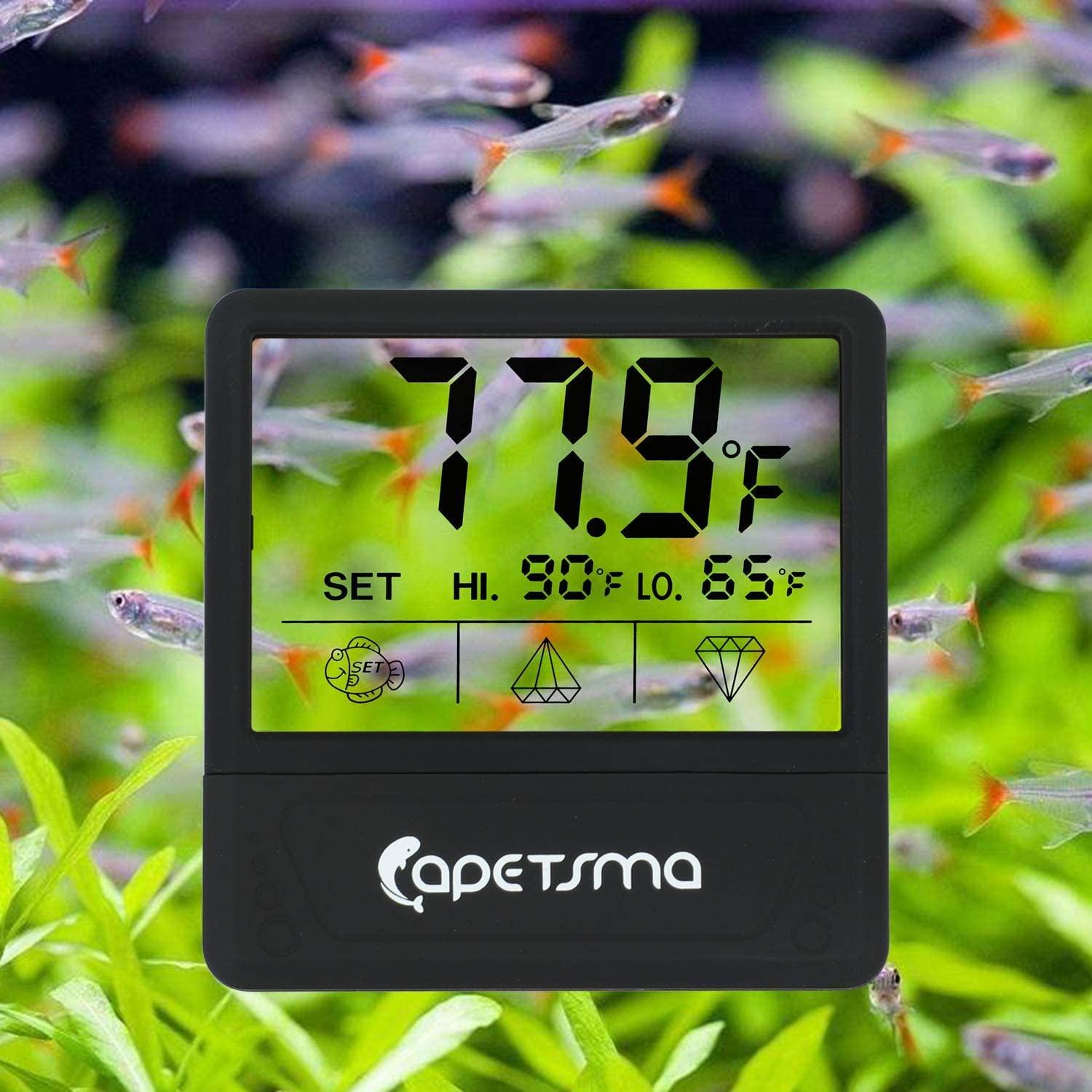 Capetsma Digital Aquarium Thermometer - Large LCD Accurate Water ...