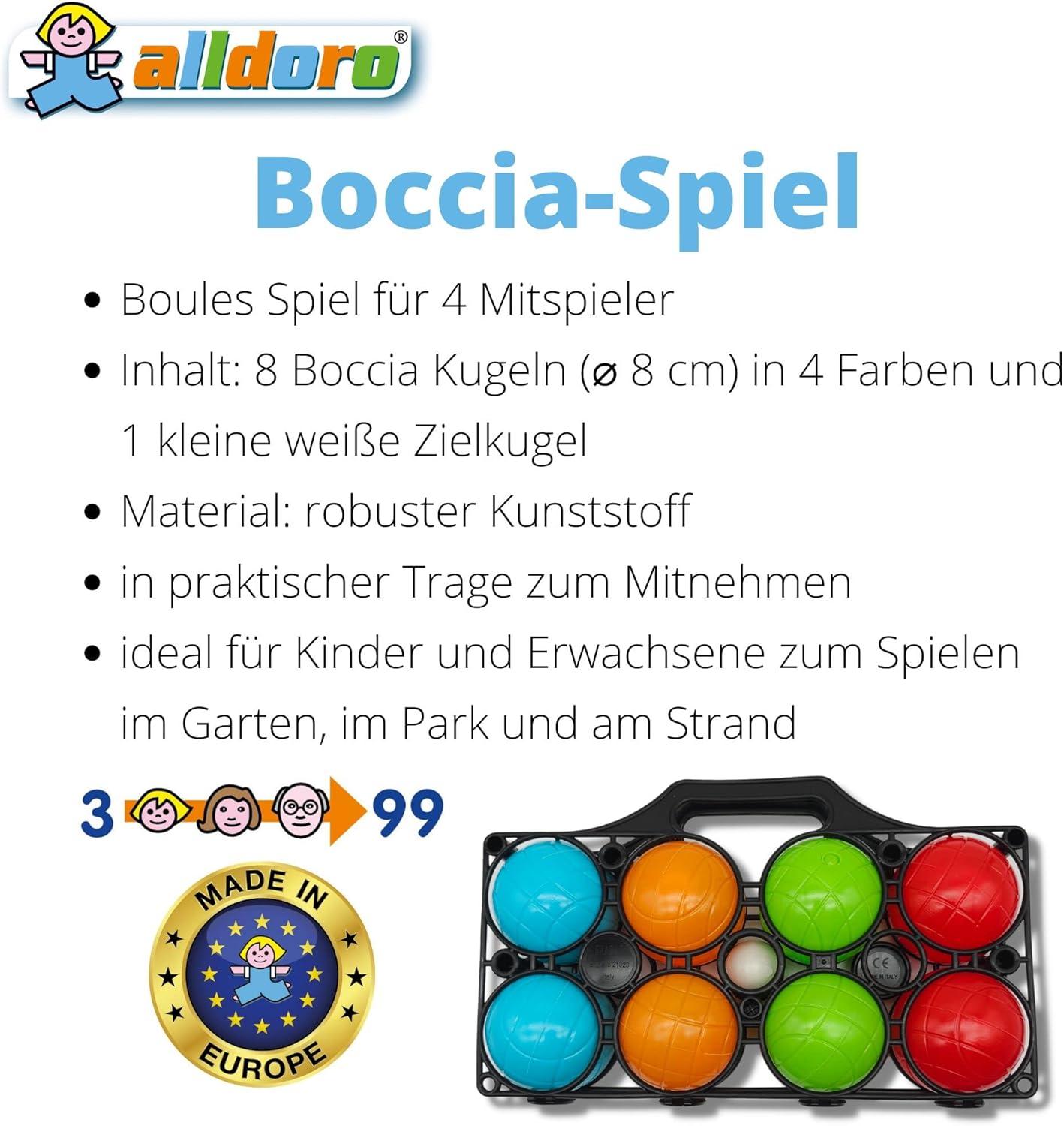 Alldoro 60044 Boccia Game Set for Children 9 PCS 8 Colorful Balls & Target Ball Perfect for ...